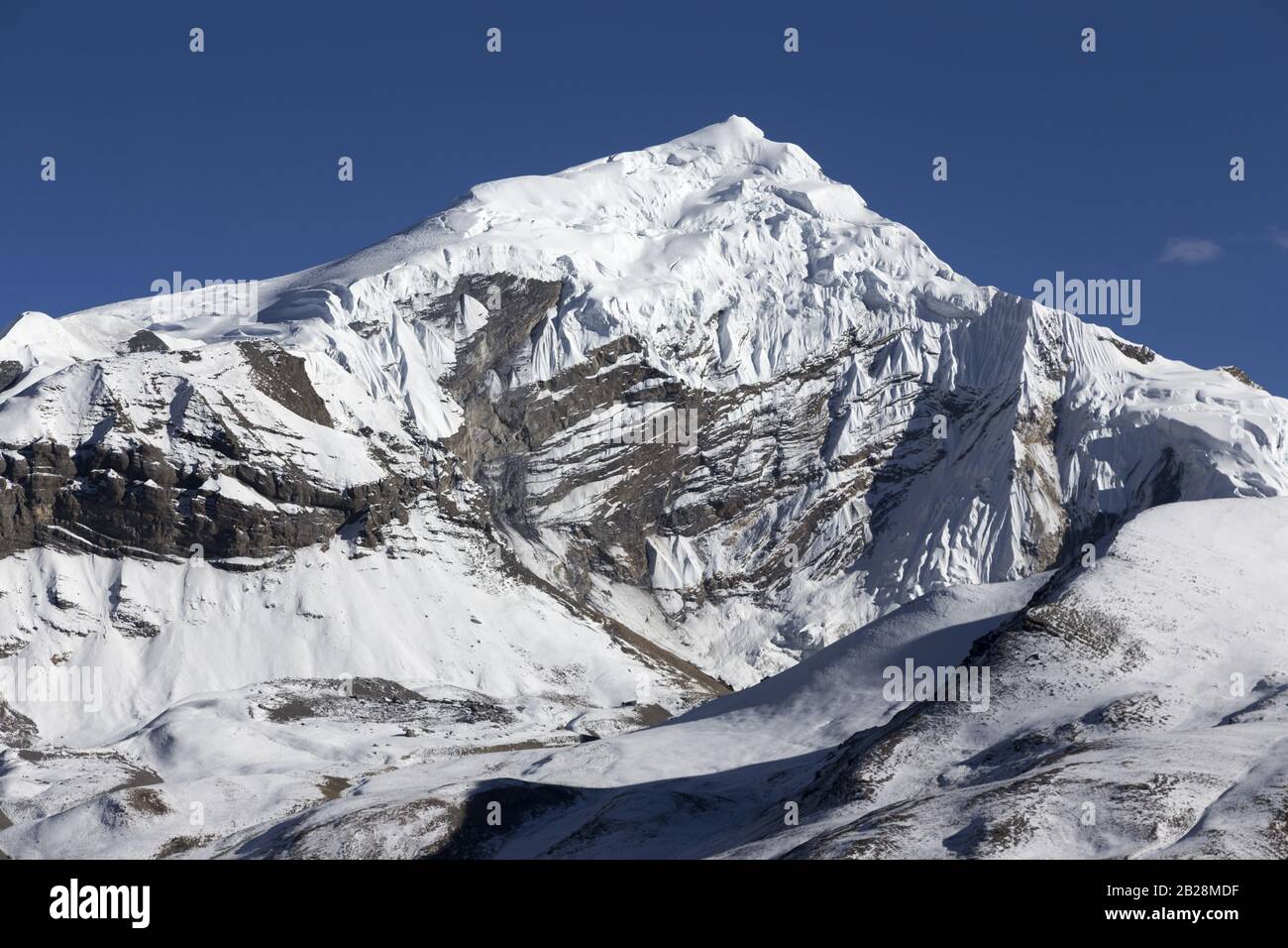 Snowy Jinjang Mountain Peak and Glacier in Putrun Himal Range, Scenic ...