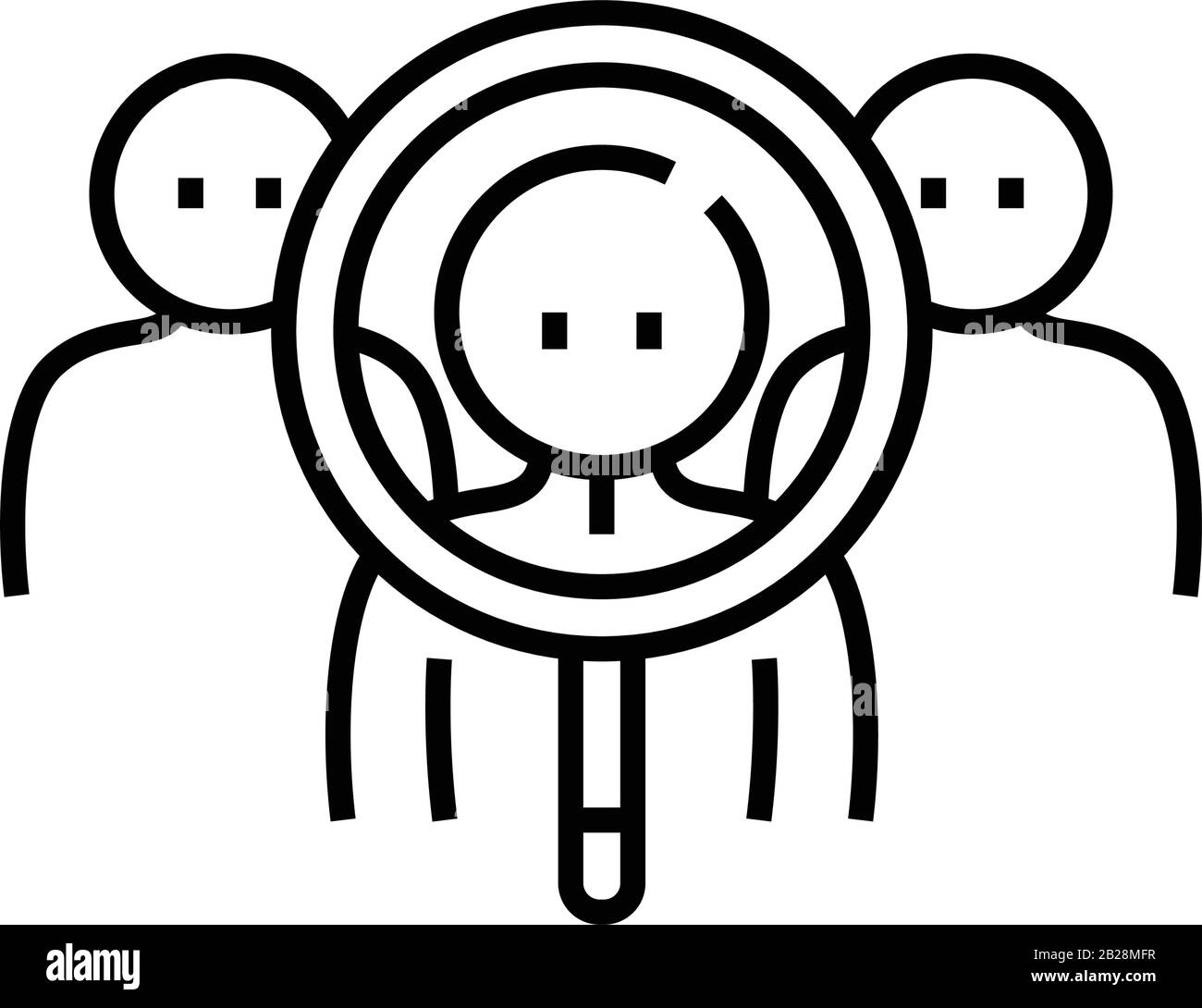 Searching clients line icon, concept sign, outline vector illustration ...