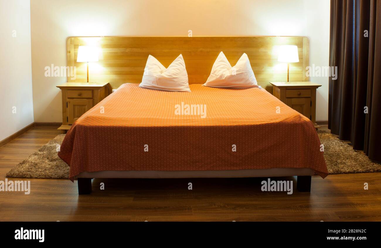 bed and room, interior view of house or hotel Stock Photo - Alamy