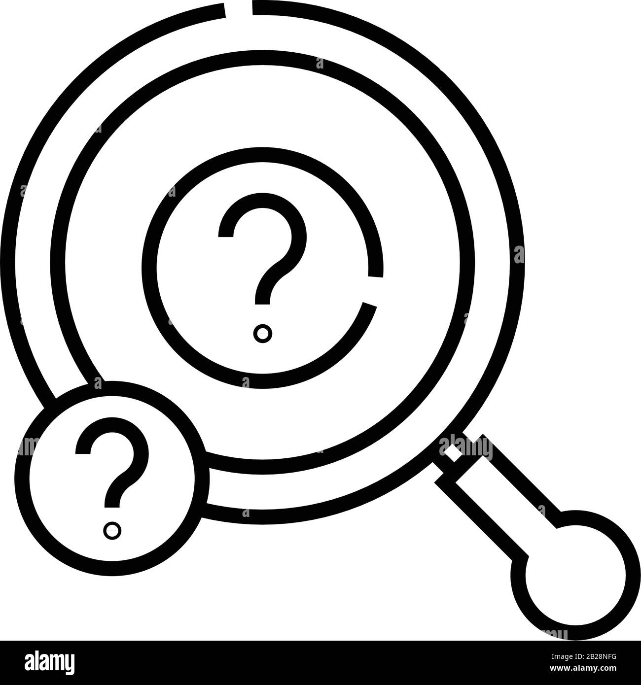 Searching answer line icon, concept sign, outline vector illustration ...