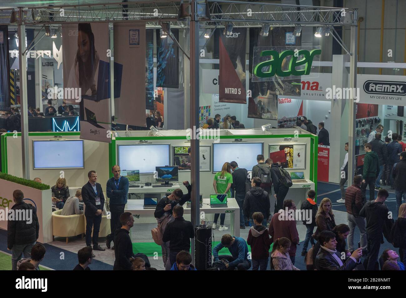 KYIV, UKRAINE - APRIL 13, 2019: People visit Acer, a Taiwan based ...