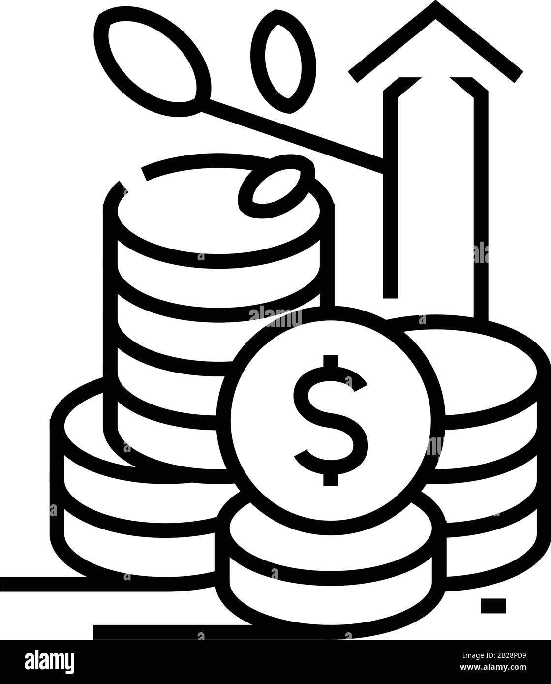 Rising price line icon, concept sign, outline vector illustration ...