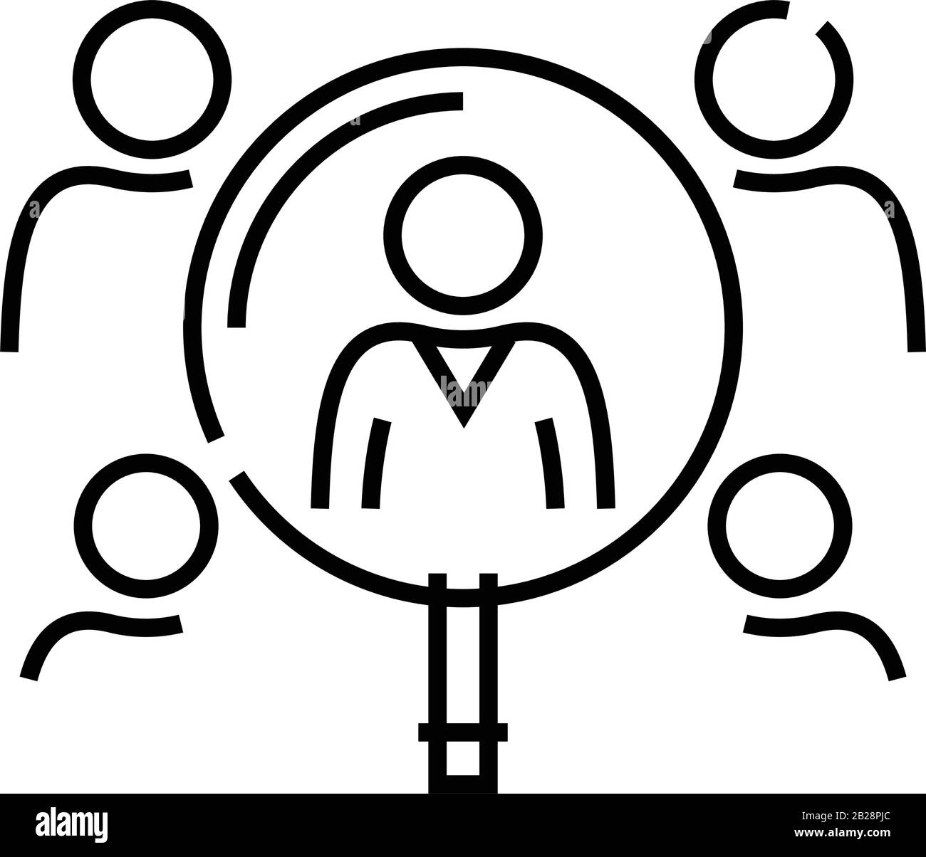 Searching staff line icon, concept sign, outline vector illustration ...