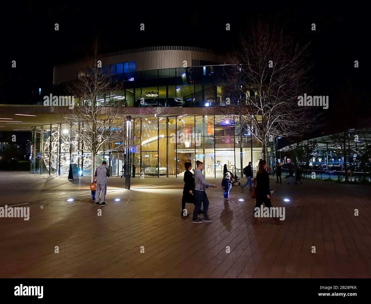 Causeway to O2 arena London Docklands UK Stock Photo - Alamy