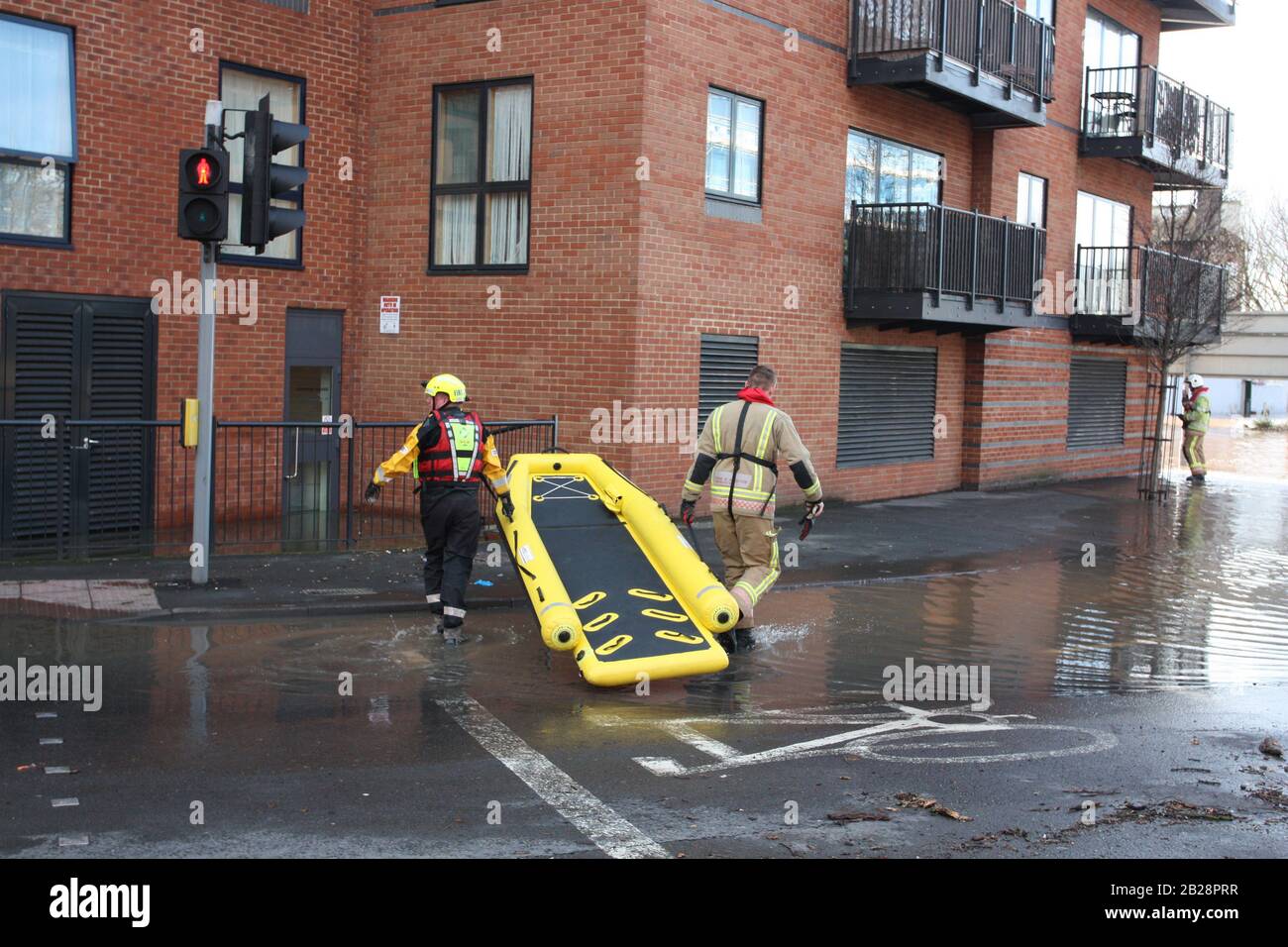 Climate change Fire Rescue River Raft boat, Worcester, United Kingdom ...