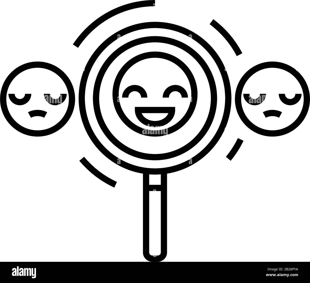 Search emotions line icon, concept sign, outline vector illustration ...