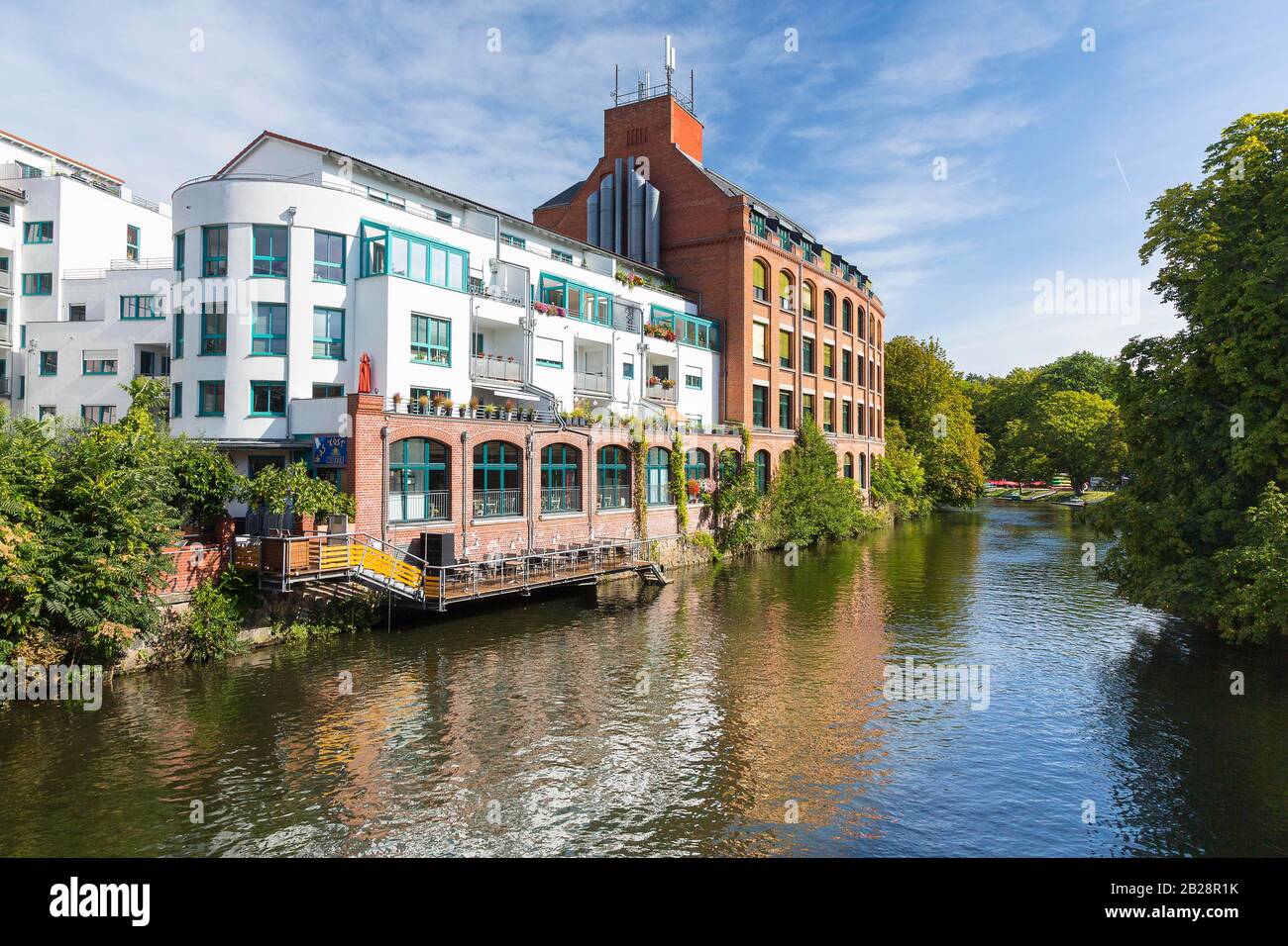 White Elster, view from the Koenneritz Bridge, living at the water ...
