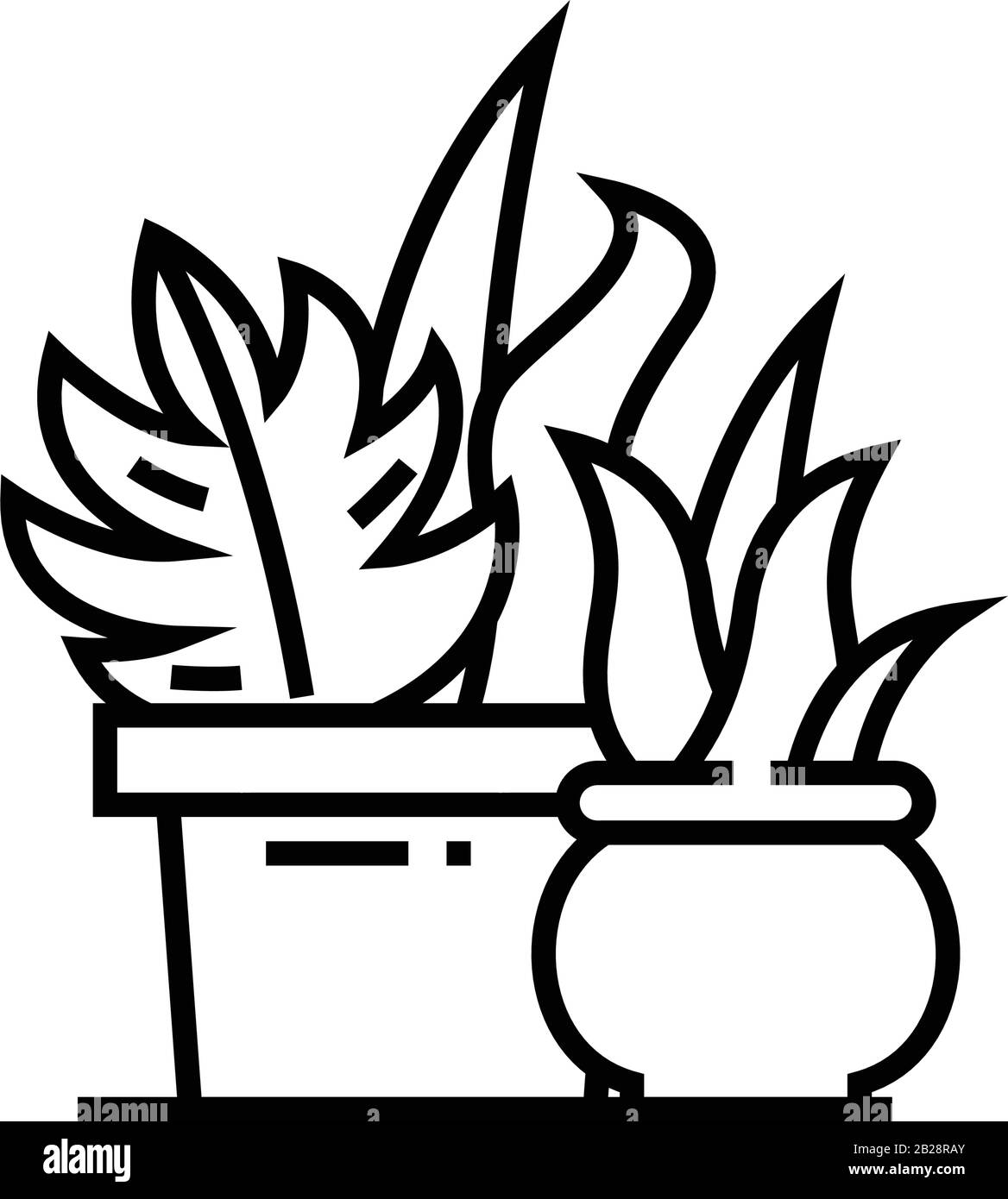 Room plants line icon, concept sign, outline vector illustration ...