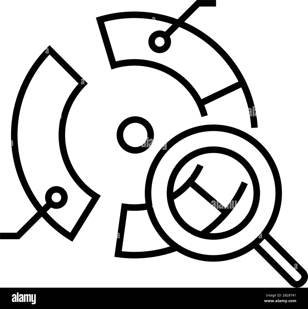 Round diagram analysis line icon, concept sign, outline vector ...