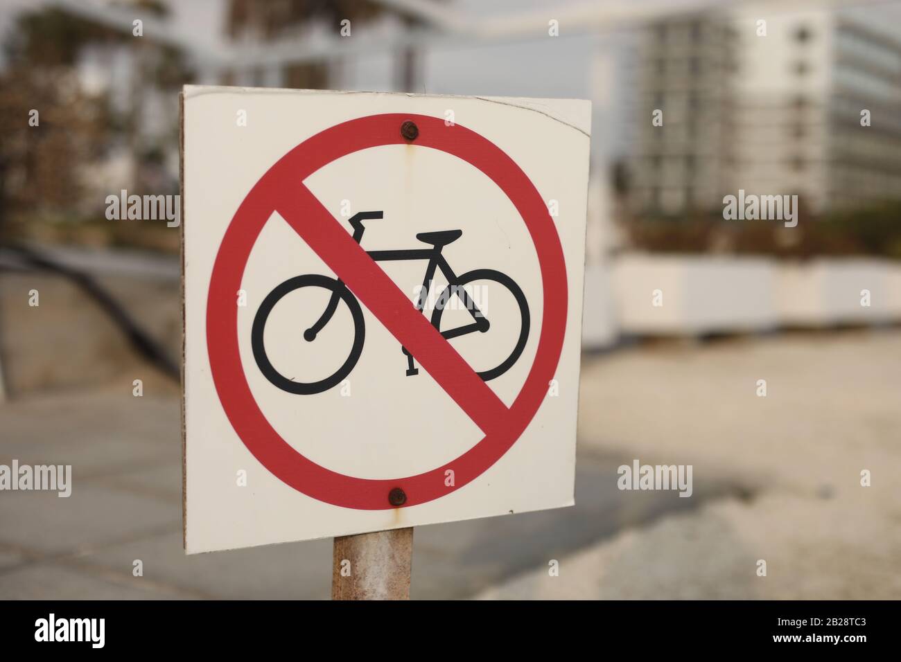 bicycle sign is forbidden in the city. Traffic sign no biking . Stop or ...