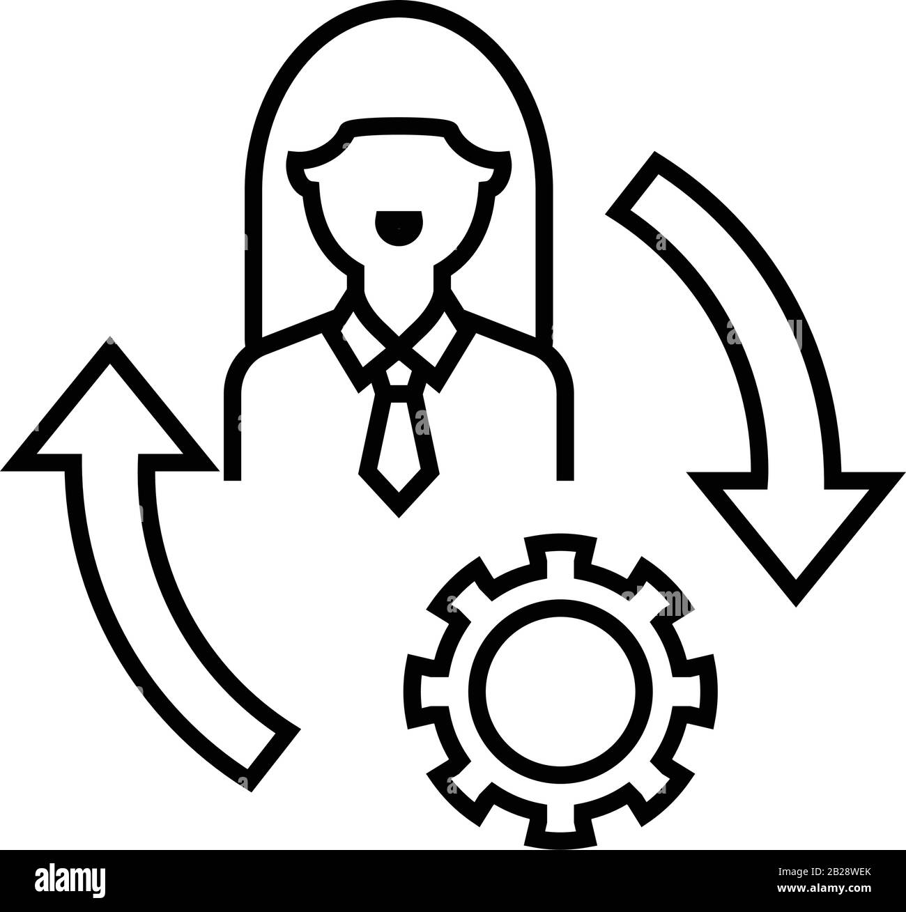 Setting support line icon, concept sign, outline vector illustration ...