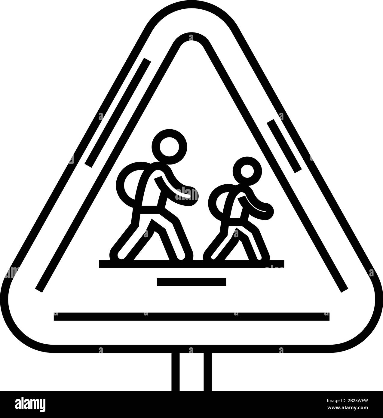 School road line icon, concept sign, outline vector illustration ...