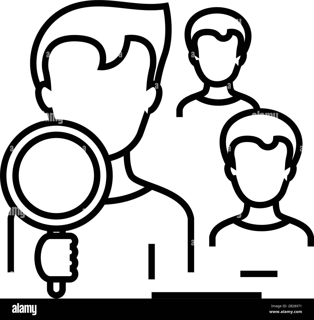 Searching staff line icon, concept sign, outline vector illustration ...