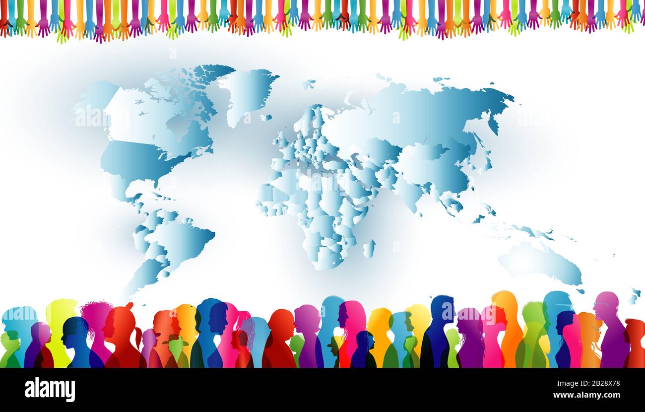 Community. Crowd of ethnic people standing together. Group diversity ...