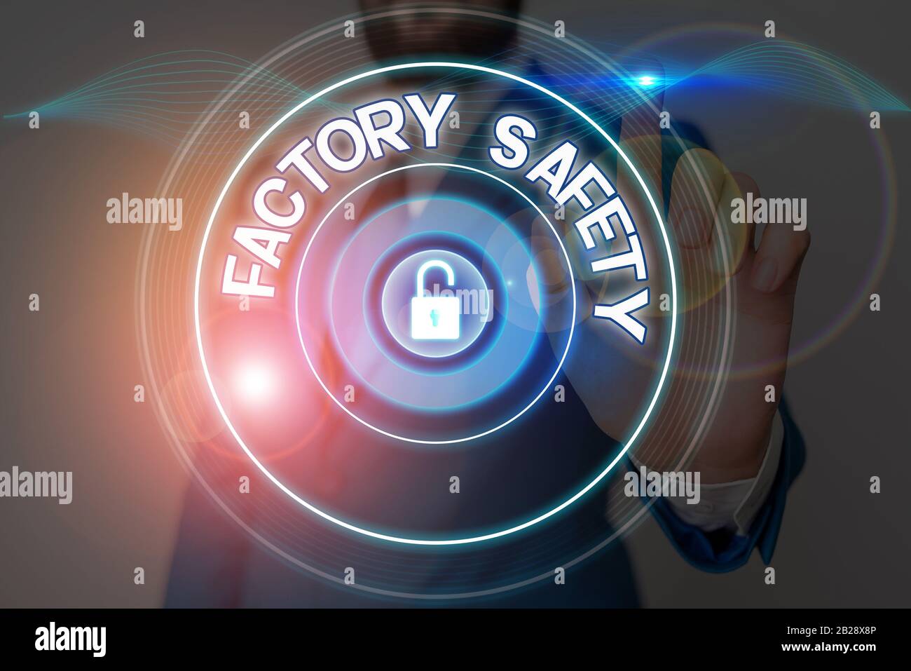 Text sign showing Factory Safety. Business photo showcasing minimize ...