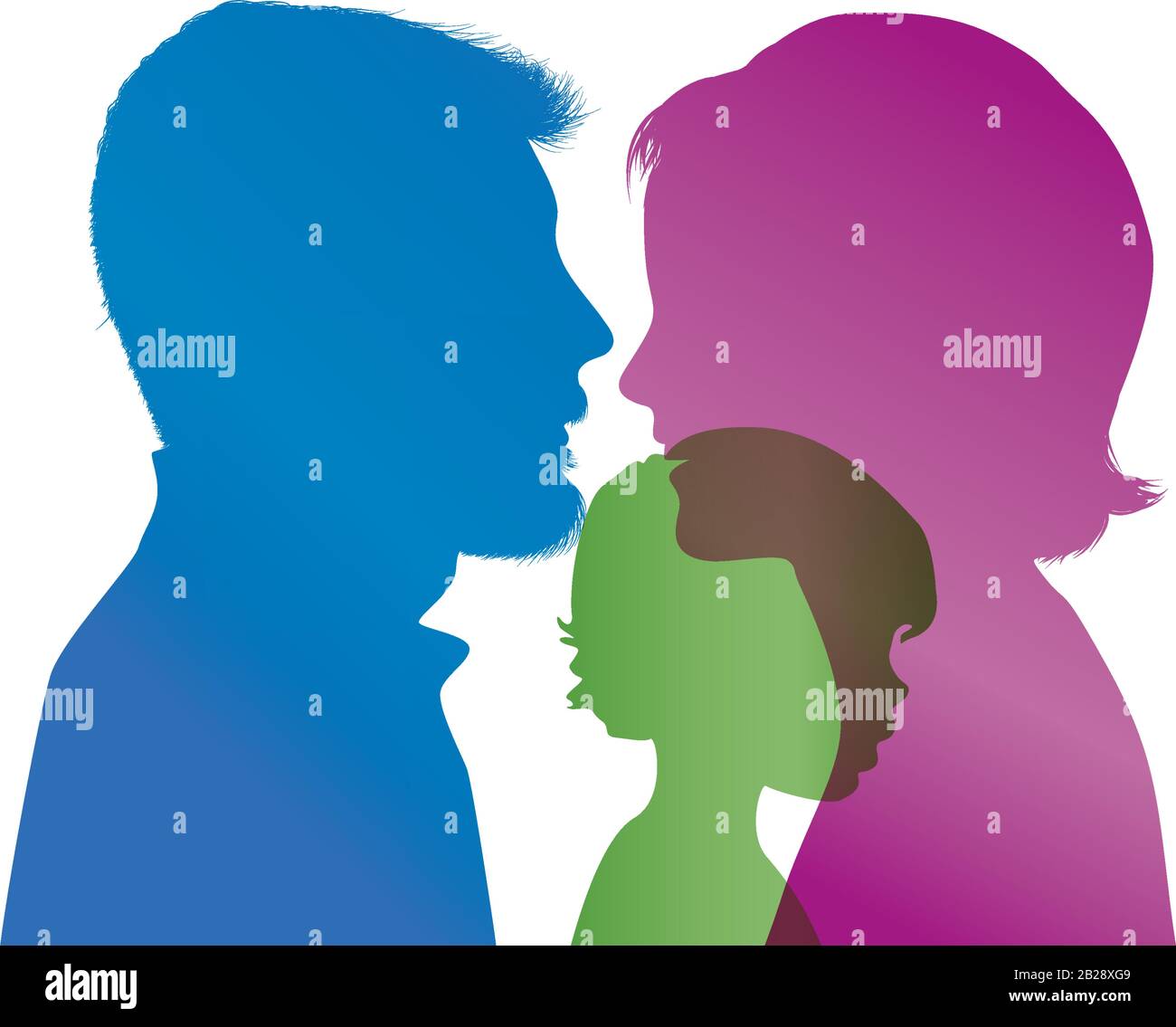 Mom and dad adopt a child.Adoption.Vector color profile silhouette ...
