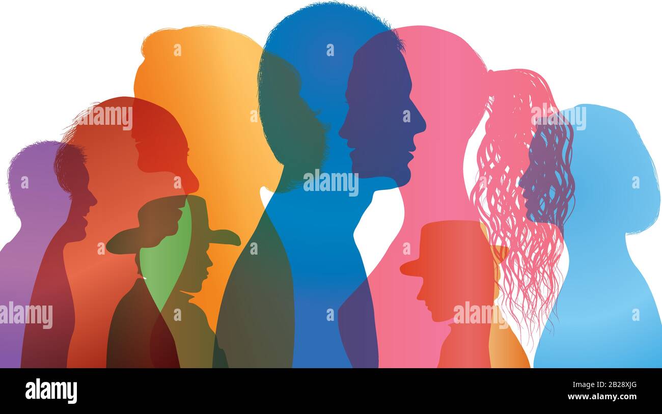 Crowd talking and inform.Diversity people.Communicate.Group of ...