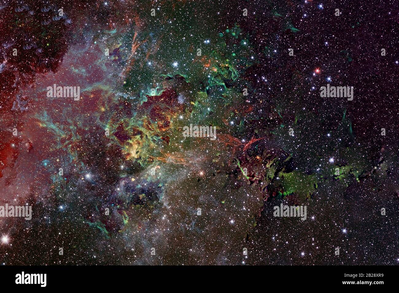 Beautiful green space, with galaxies and nebulae. Elements of this ...