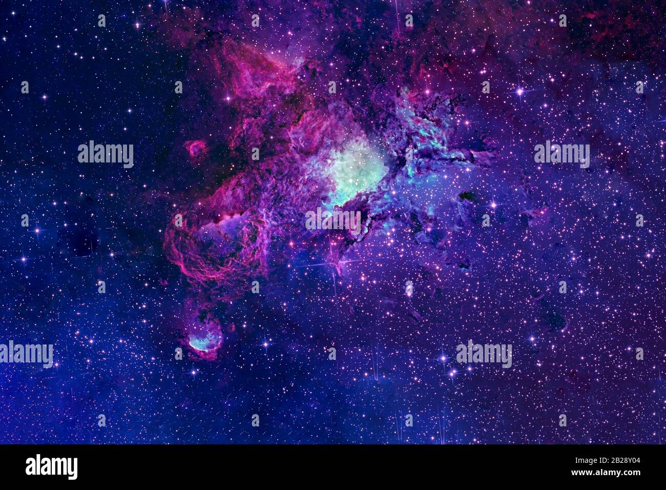 Beautiful blue space, with stars and fogs. Elements of this image were ...