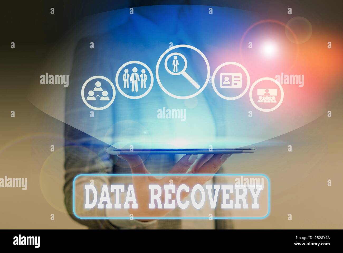 Writing note showing Data Recovery. Business concept for process of ...