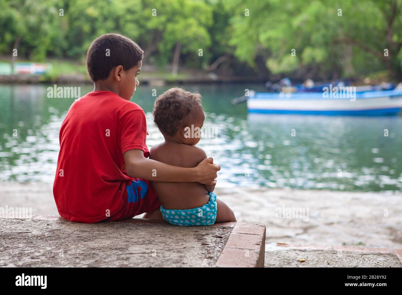 Dominican people. Hermanos. Dominican Republic Rio San Juan 31.12.2013 ...