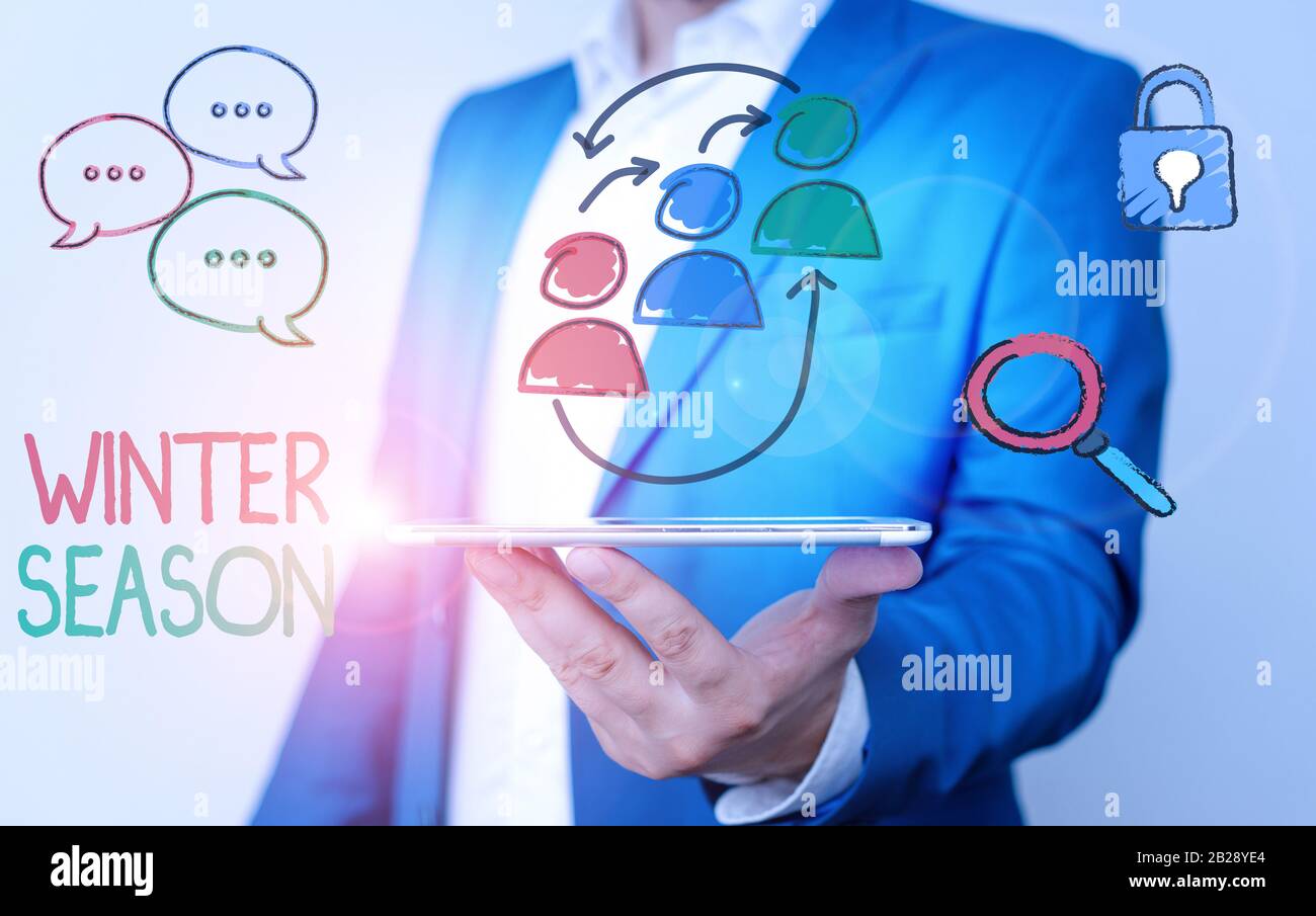 Writing note showing Winter Season. Business concept for the coldest ...