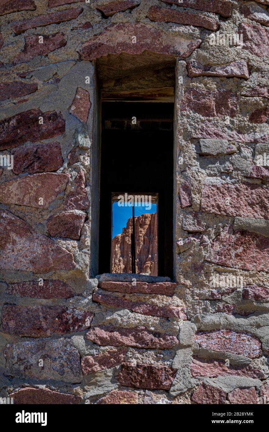 Nature's beauty seen through the man-made water tower windows at ...