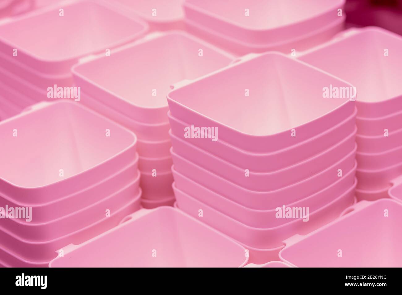 folded pink transparent plastic containers.plastic bowls.Plastic food ...