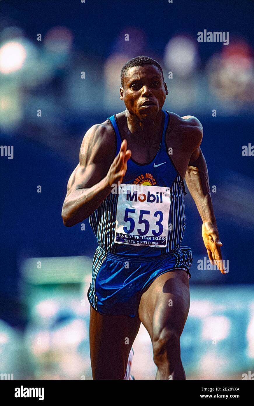 Carl Lewis competing at the 1996 US Olympic Track and Field Team Trials ...