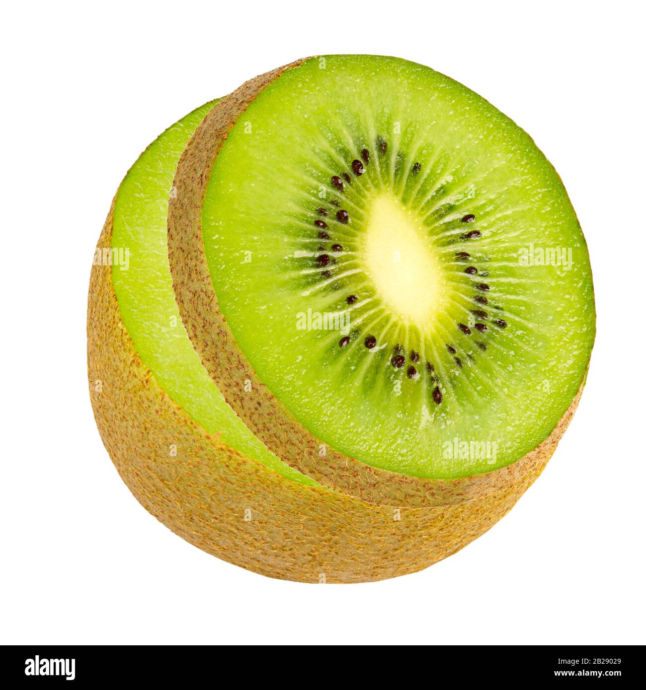 Slice green fresh kiwi isolated on white Stock Photo - Alamy
