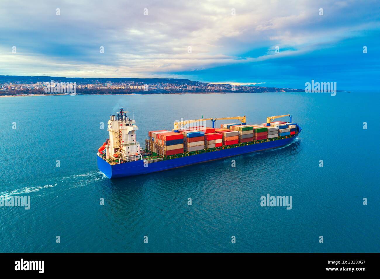 Container ship in the sea. Aerial view Stock Photo - Alamy