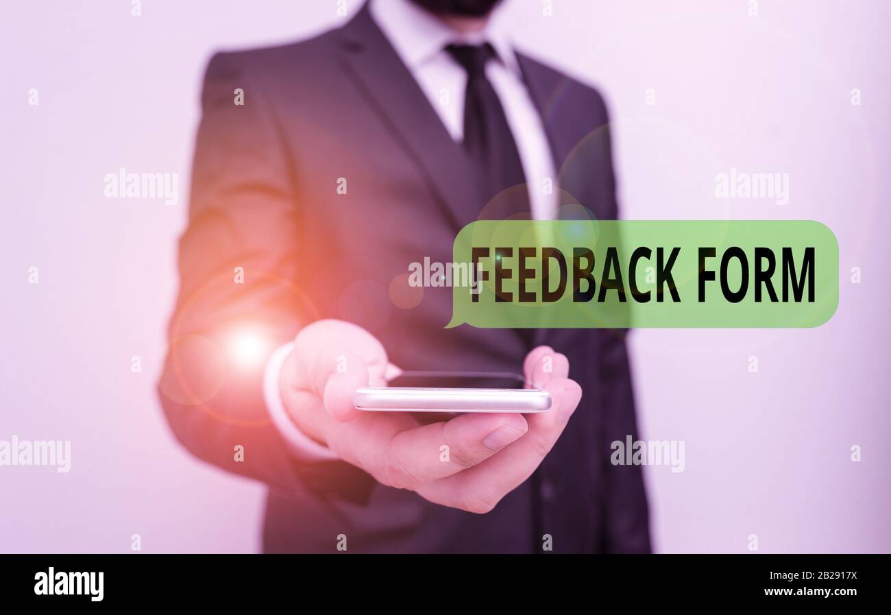 Word writing text Feedback Form. Business photo showcasing way in which ...