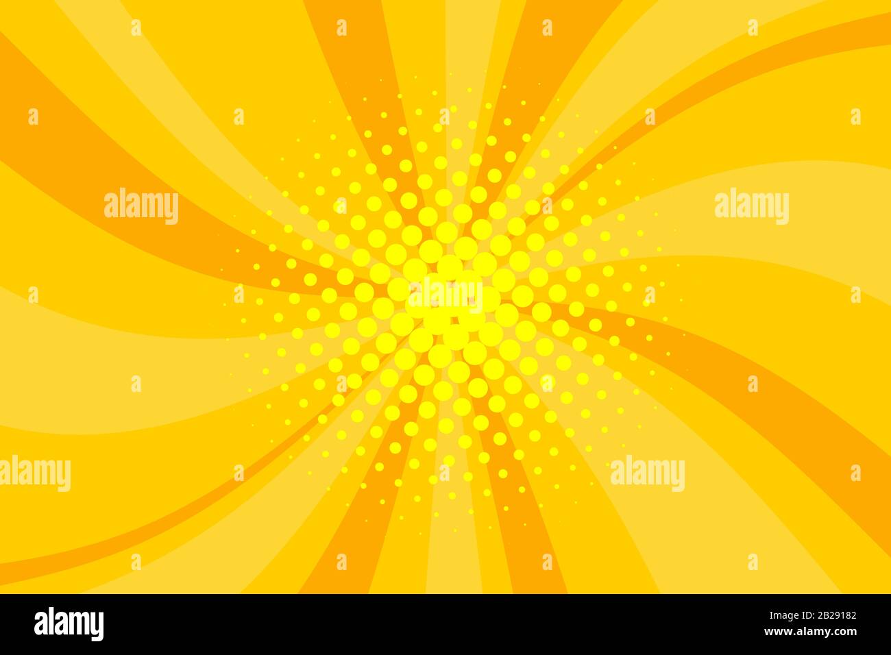 Comic yellow sunbeam background retro pop art style cartoon Stock ...