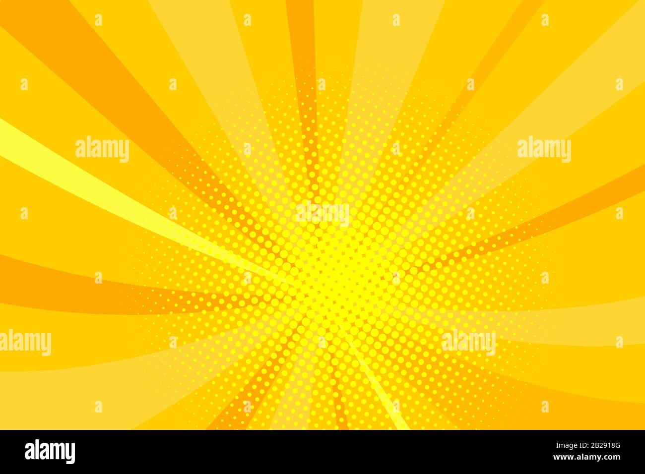 Comic yellow sunbeam background retro pop art style cartoon Stock ...