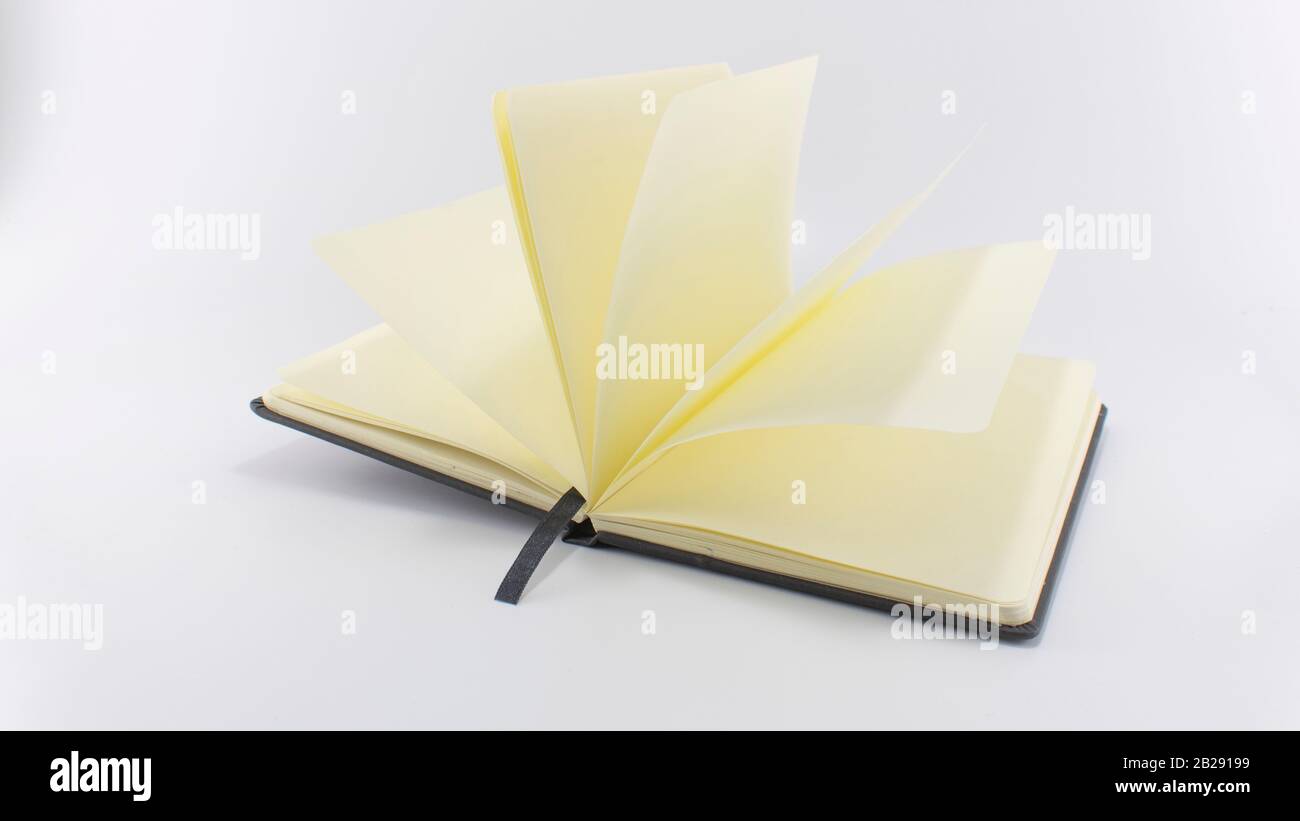 Open book on white background, top view. Space for text. Close up Stock ...