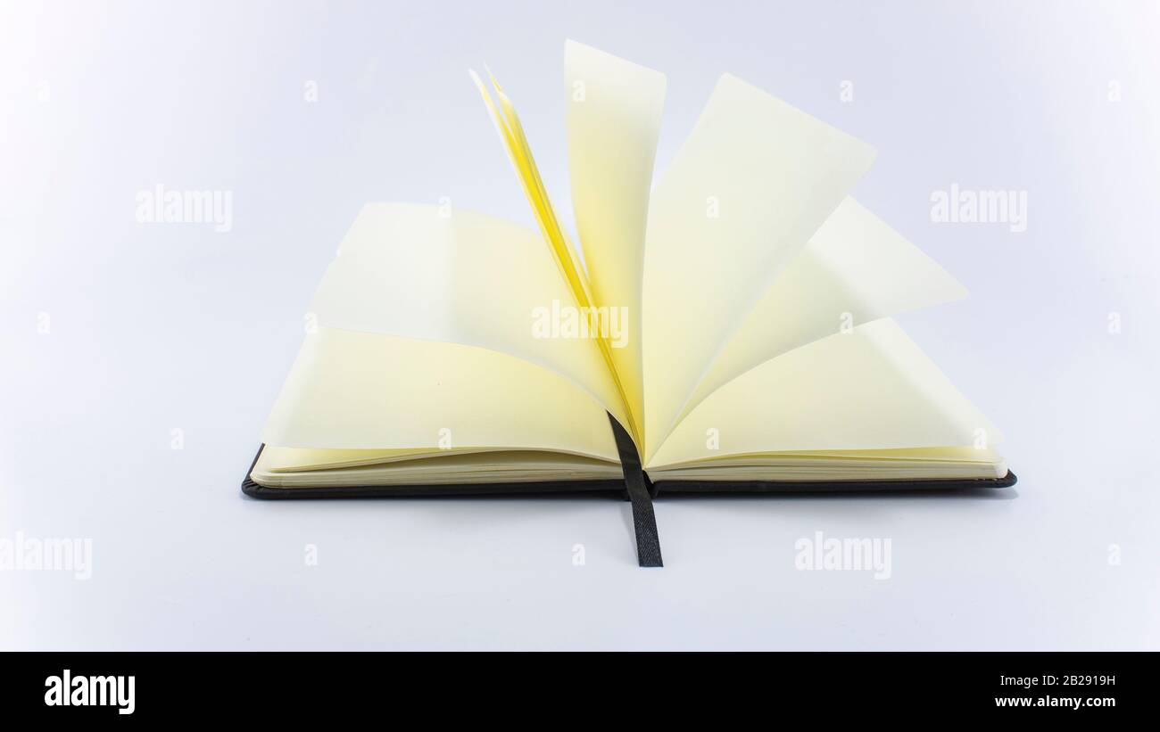Open book on white background, top view. Space for text. Close up Stock ...