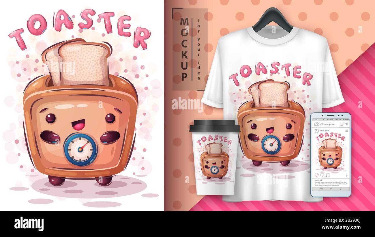 Cute toaster poster and merchandising Stock Vector Image & Art - Alamy