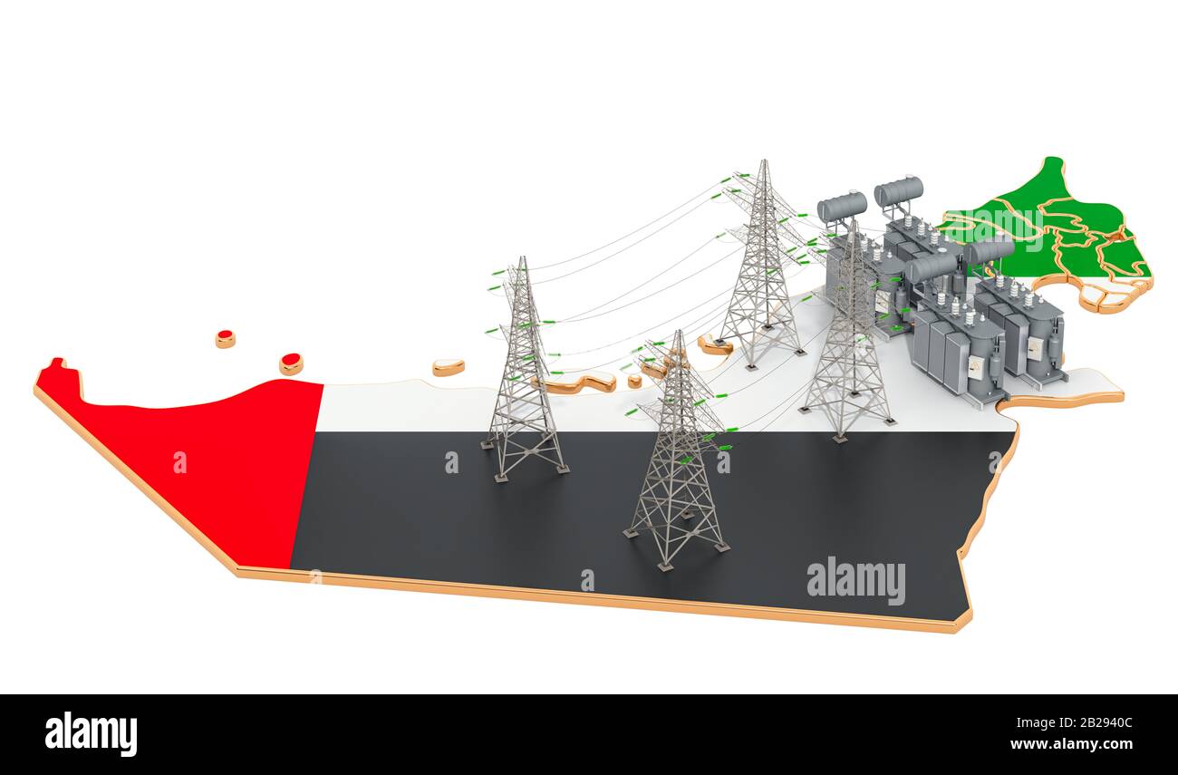 Electrical substations in the United Arab Emirates, 3D rendering ...