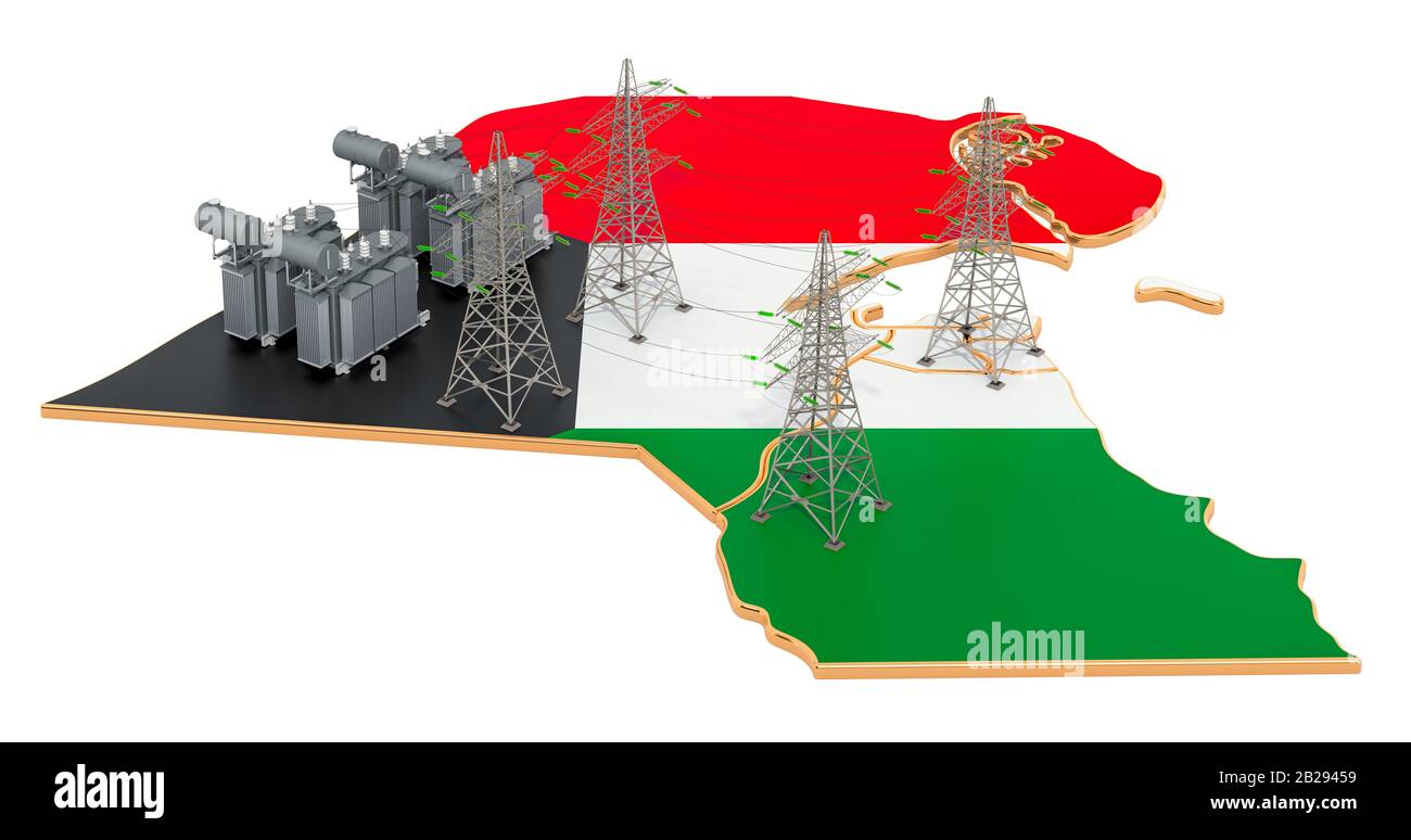 Electrical substations in Kuwait, 3D rendering isolated on white ...