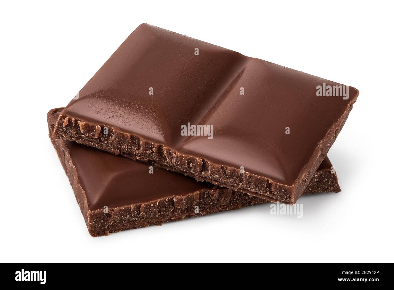 Small dark chocolate pieces isolated on white background with clipping ...