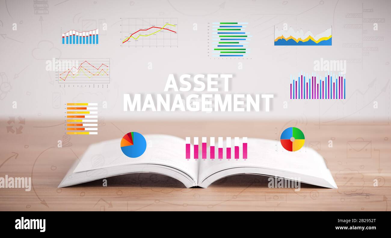 Open book with ASSET MANAGEMENT inscription, new business concept Stock ...