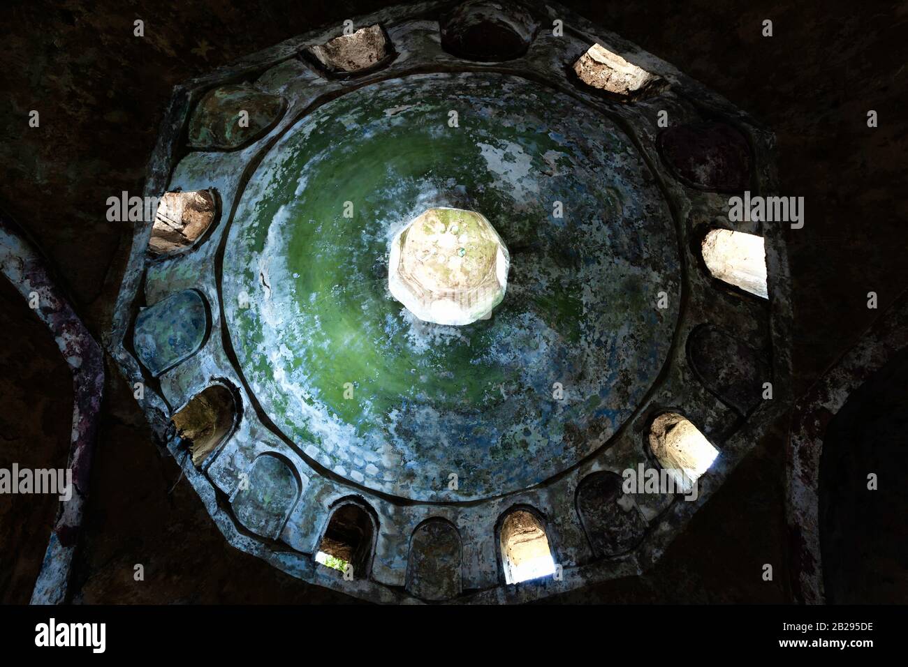 View of dome of unrestored ruins of Hammam al-Nouri, old souk, Tripoli ...