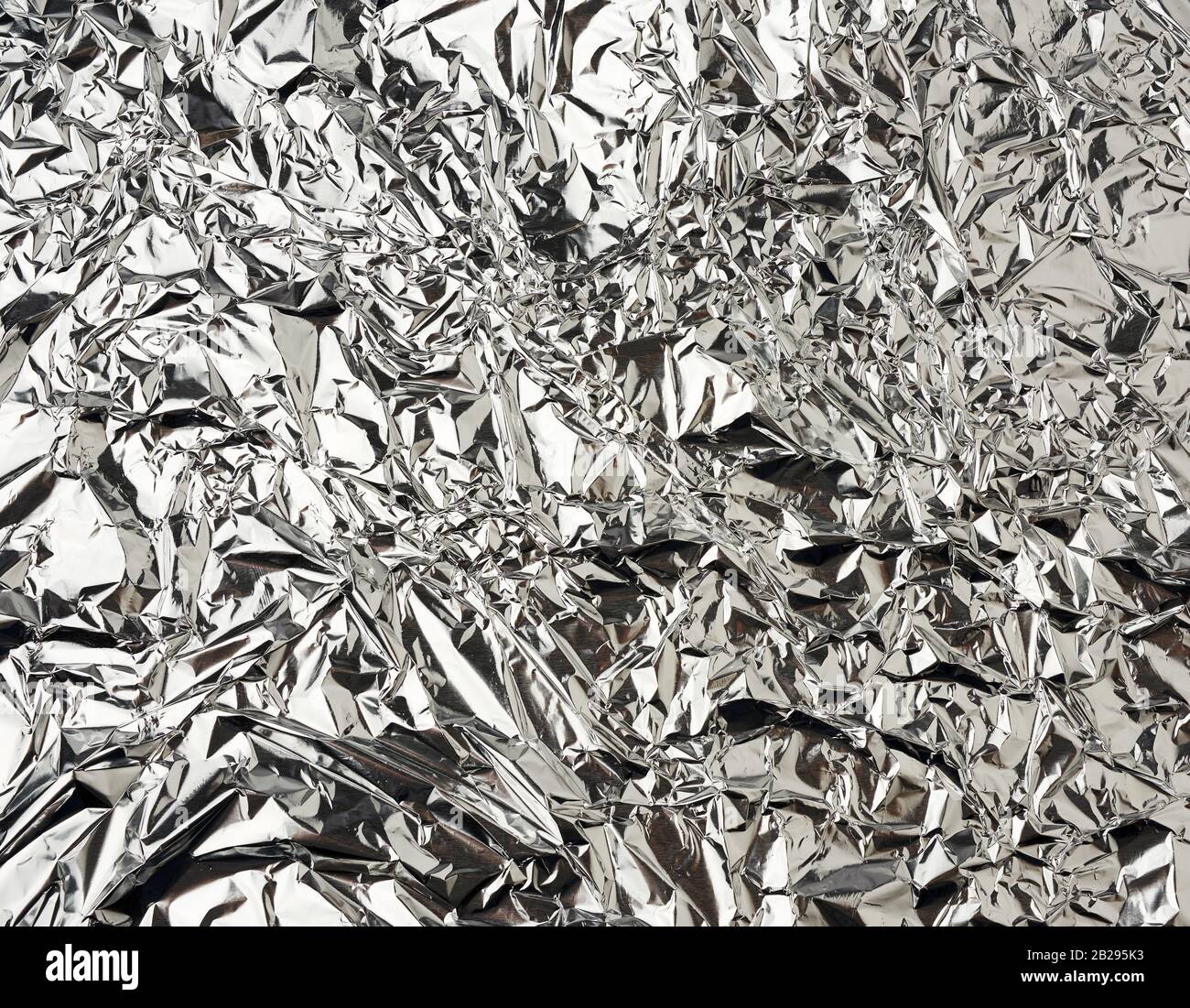 texture of shiny crumpled piece of gray foil, packaging material for ...