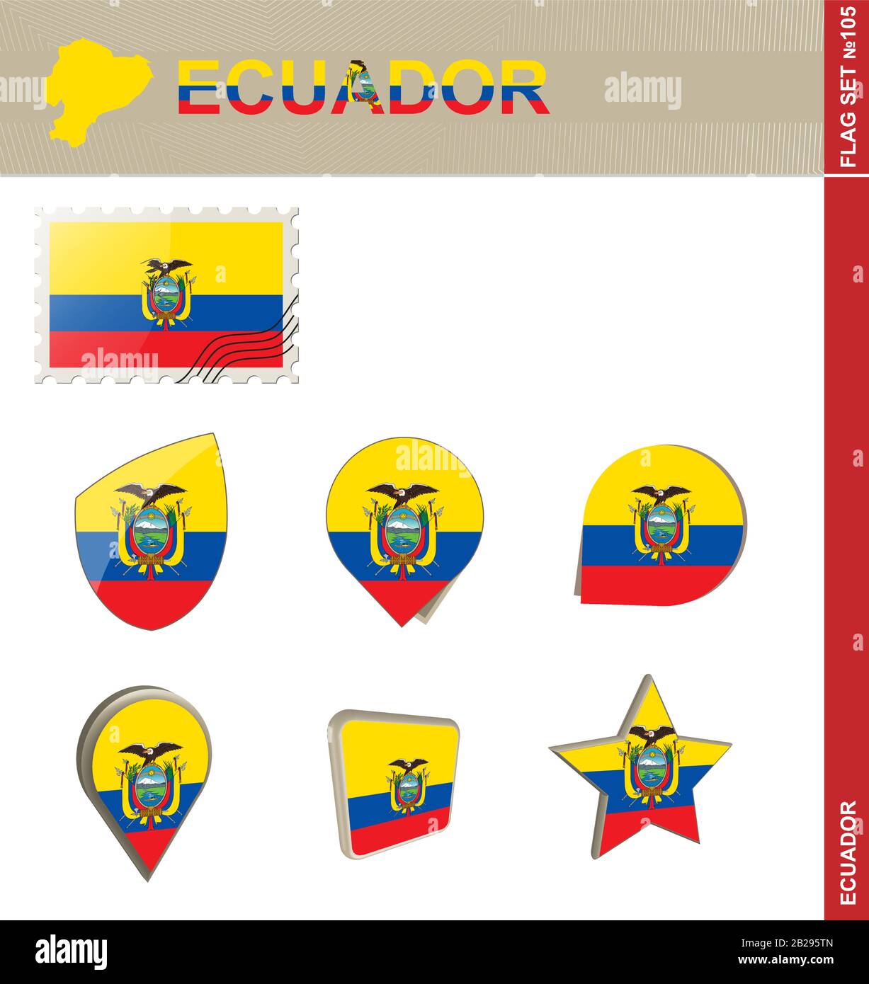 Ecuador Flag Set, Flag Set #105. Vector Stock Vector Image & Art - Alamy