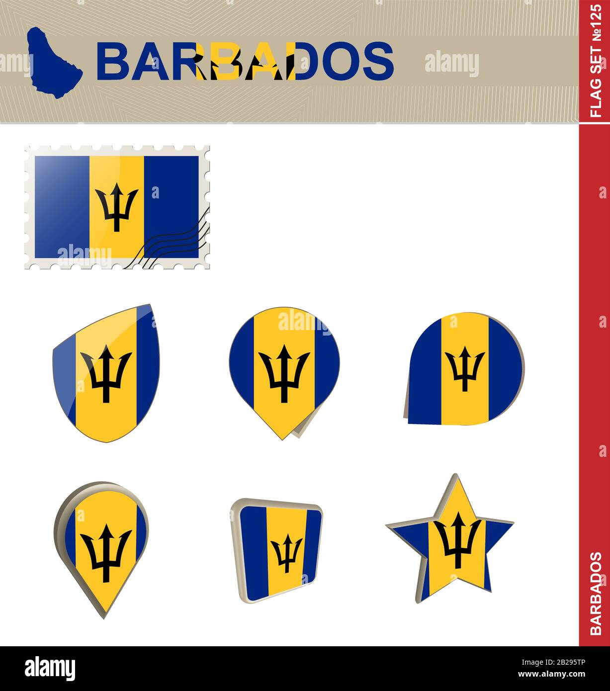 Barbados Flag Set, Flag Set #125. Vector Stock Vector Image & Art - Alamy