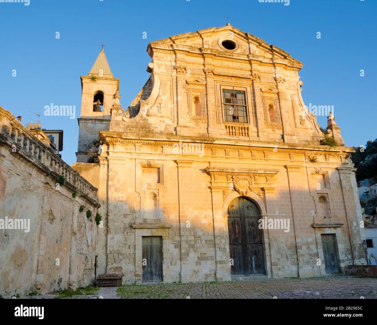 SCICLI, SICILY. 31st December 2019. The baroque facade of one of Scicli ...