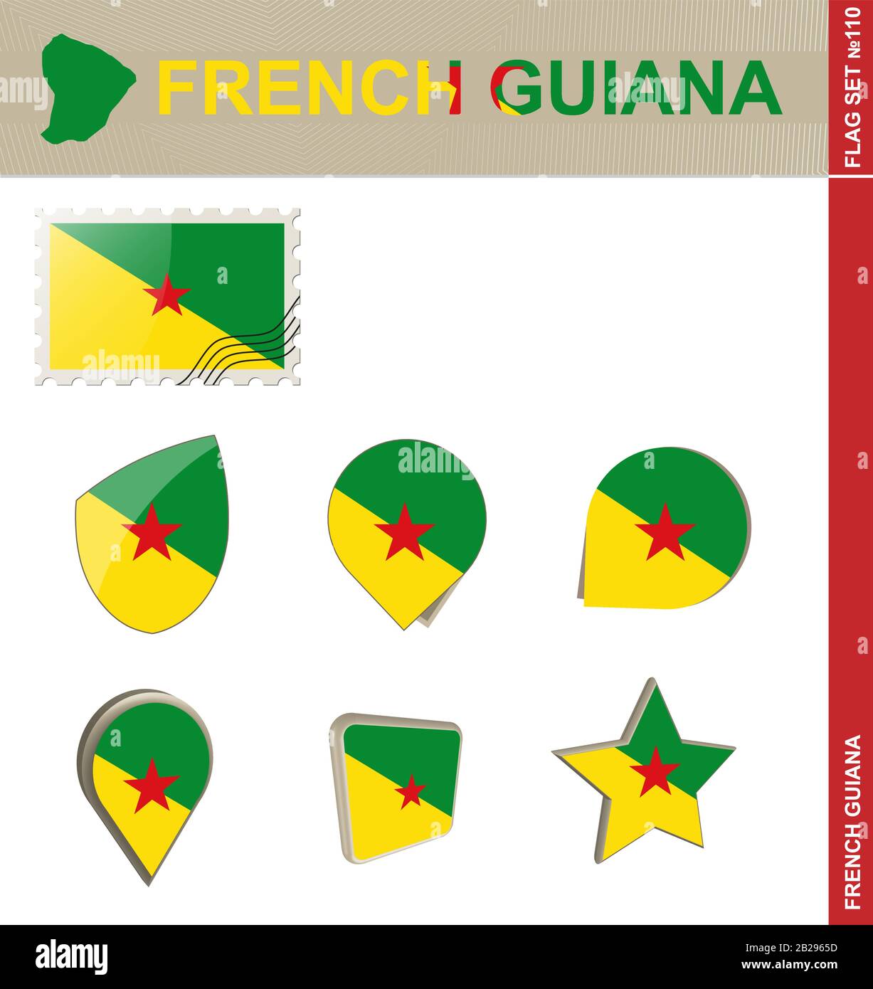 French Guiana Flag Set, Flag Set #110. Vector Stock Vector Image & Art ...