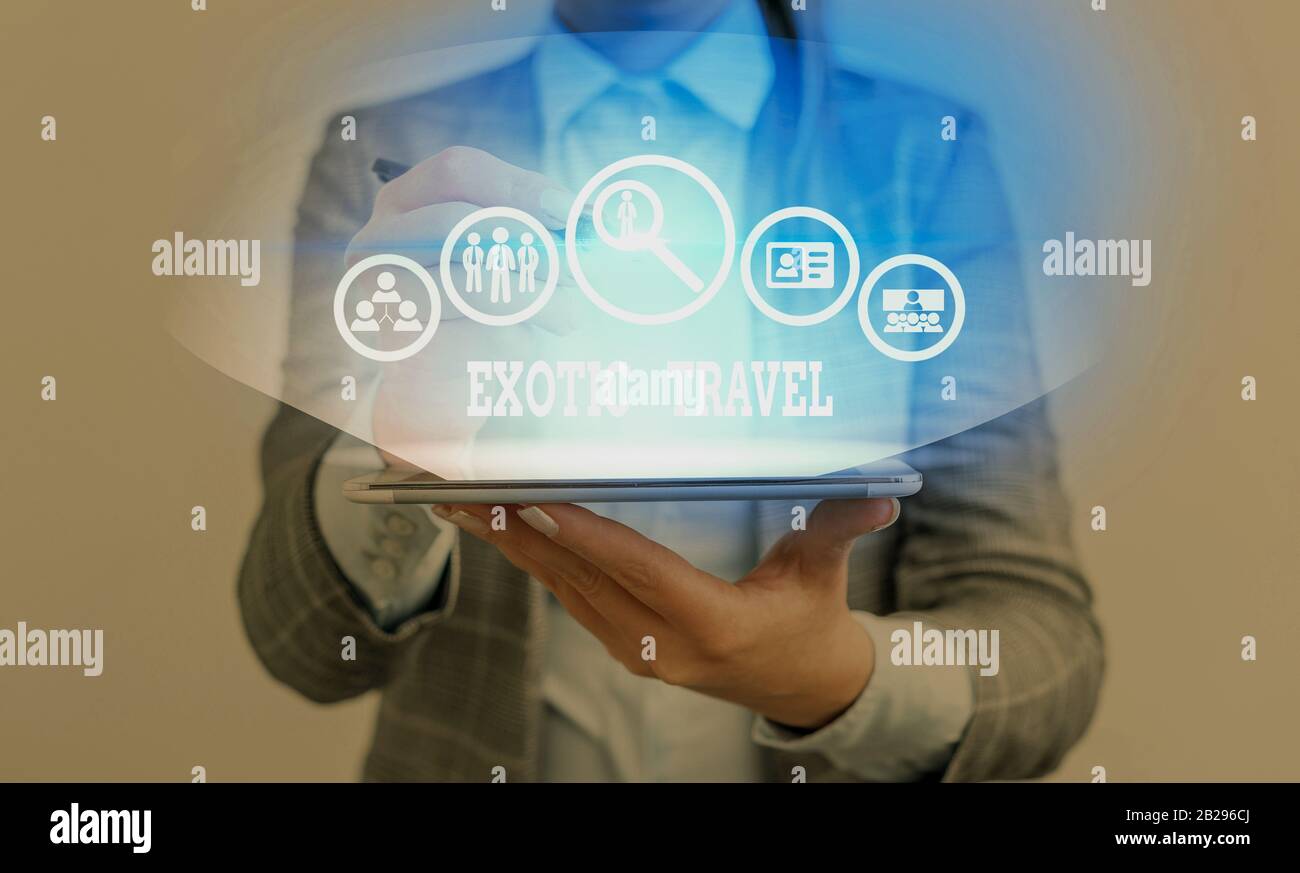 Handwriting text writing Exotic Travel. Conceptual photo Travelling to ...