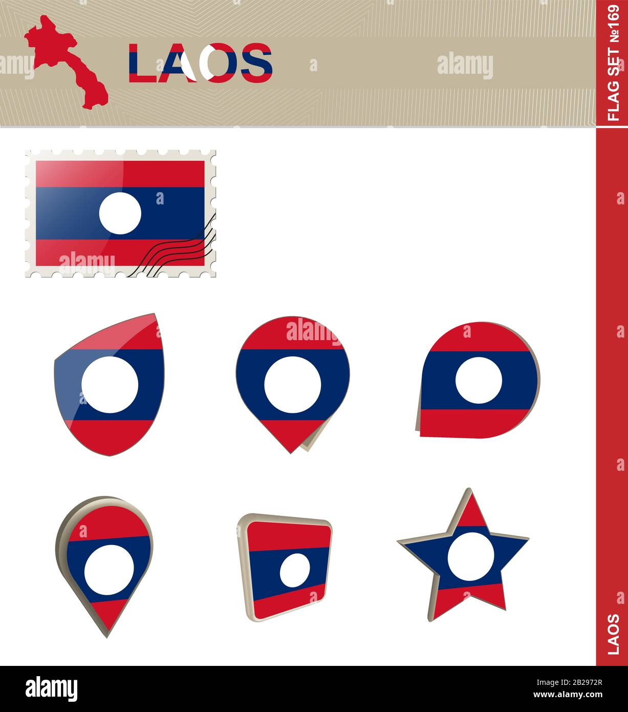 Laos Flag Set, Flag Set #169. Vector Stock Vector Image & Art - Alamy
