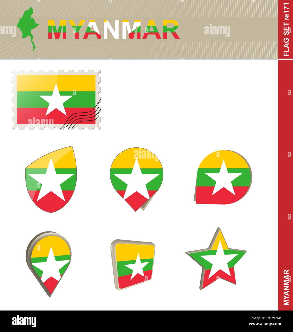 Myanmar Flag Set, Flag Set #171. Vector Stock Vector Image & Art - Alamy